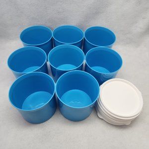 Tupperware | Kitchen | Tupperware Canisters 8pc Set Blue Base Liquid ...